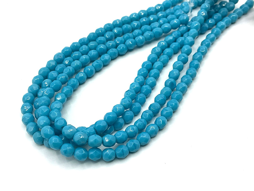 4mm Czech Fire Polish Beads- Opaque Blue Turquoise | GGC Treasures
