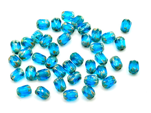 6x4mm Fire Polished Column beads~ Capri Blue Bronze | GGC Treasures