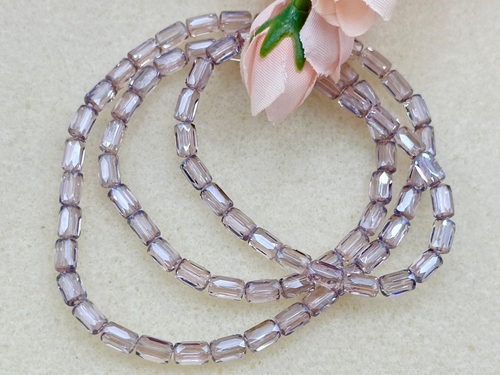 6.5x4mm Electroplated Glass Column beads ~ Raspberry | GGC Treasures