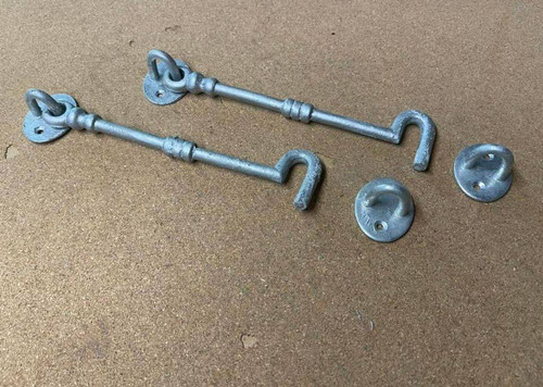 Pair of 8 inch Galvanised Ornamental Cabin Hooks | Gate Fittings Direct