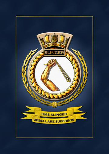 HMS SLINGER - SHIPS CREST | JACKS TAXI
