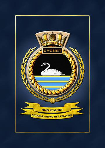 HMS CYGNET - SHIPS CREST | JACKS TAXI