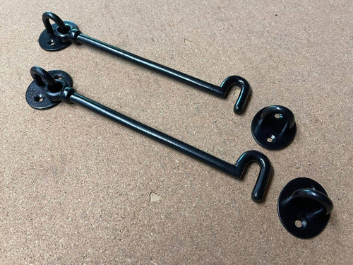 Pair of 8 inch Epoxy Black Ornamental Cabin Hooks | Gate Fittings Direct