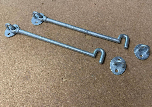 Pair of 10 inch Galvanised Ornamental Cabin Hooks | Gate Fittings Direct
