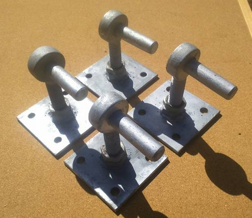 Two Pairs of 4 inch by 4 inch Galvanised Adjustable Hooks on Plates ...