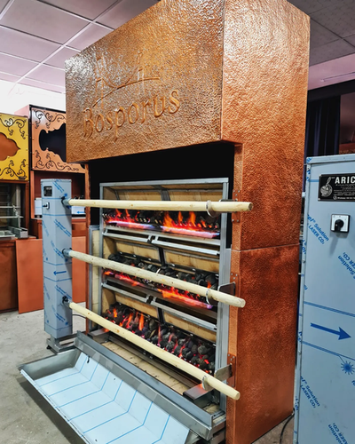 Automatic Roasted Lamb or Chicken Machine Gas and Lava Stone and Wood ...