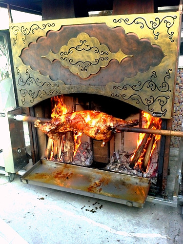 Roasted Lamb Kebab Machine Wood Fire Double | Arican Grills