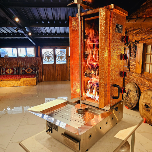 Gas and Lava Stone Shawarma Machine Copper 4 Burner Bottom Motor ...