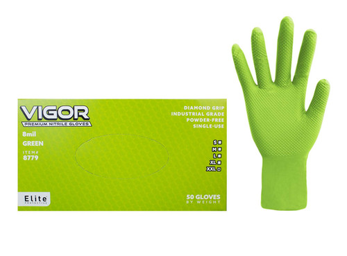 Vigor® Green Nitrile Diamond Grip Gloves - 8779 | Johnson Wilshire ...