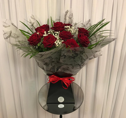 Dozen Red Roses Gip Hand-tied in a box | Lune Valley Florist