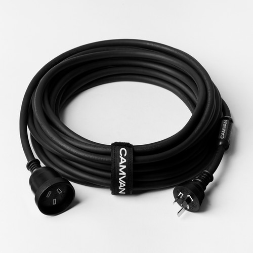 CAMVAN - Rubber Extension Lead (10.0m) (Stinger) (10amp) (Black) | CAMVAN