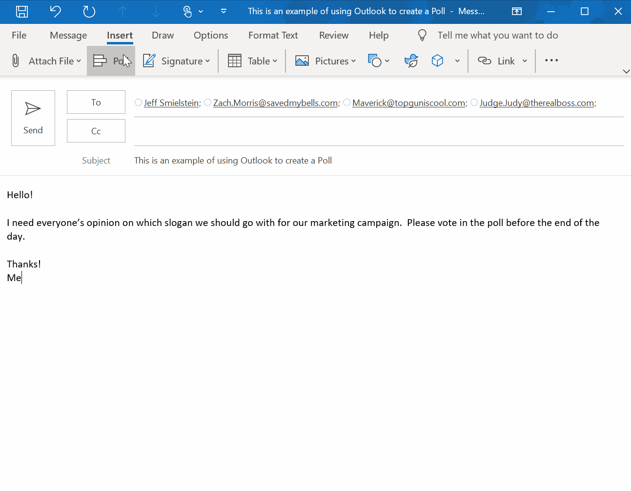 Training In A Minute: How To Create And Send A Poll Using Outlook