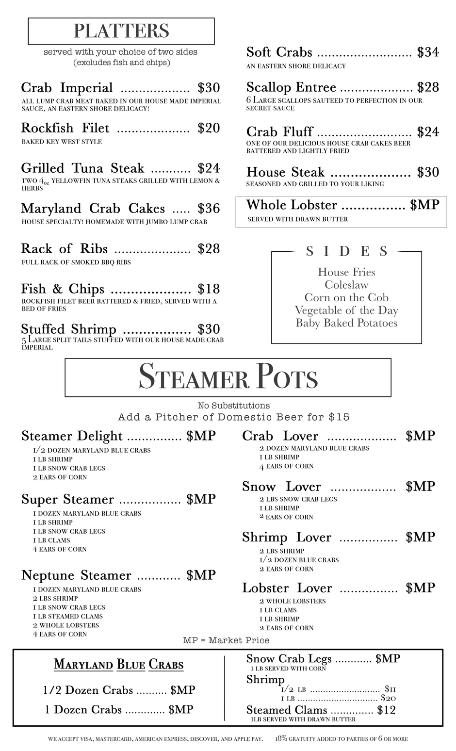 Menus | Mug & Mallet