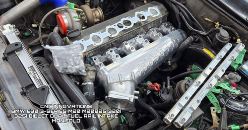 BMW E30 3-SERIES M20 M20B25 320i 325i BILLET DUAL FUEL RAIL INTAKE MANIFOLD | CNC INNOVATIONS
