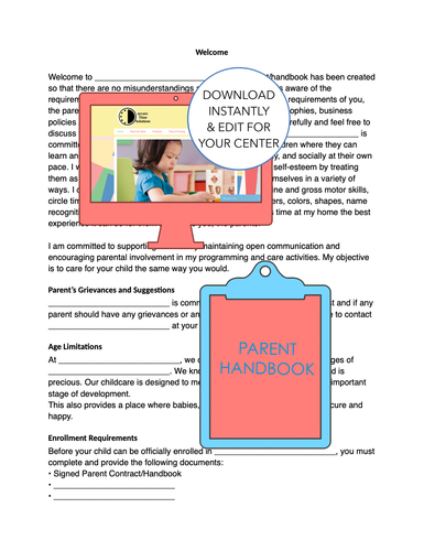 Editable Parent Handbook | Daycaretimesolutions