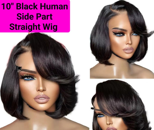 "Ready to Wear" 10" Straight Side Part Sweep HUMAN Wig | Glueless Beauty
