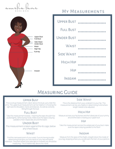 Printable Measurement Chart | amelia-lane-designs