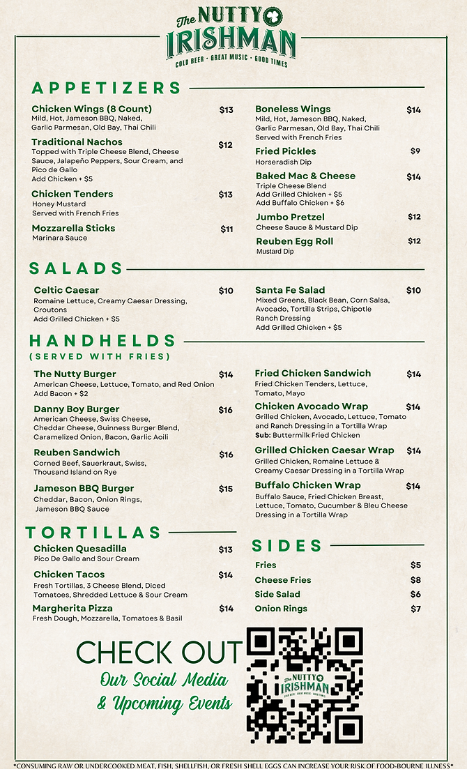 The Nutty Irishman | Menu