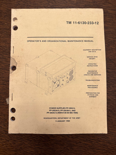 TM-11-6130-233-12 Military Technical Manual | Roadside Relics LLC
