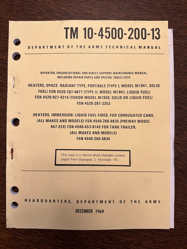 TM 10-4500-200-13 Military Manual for Heaters Space & Immersion ...