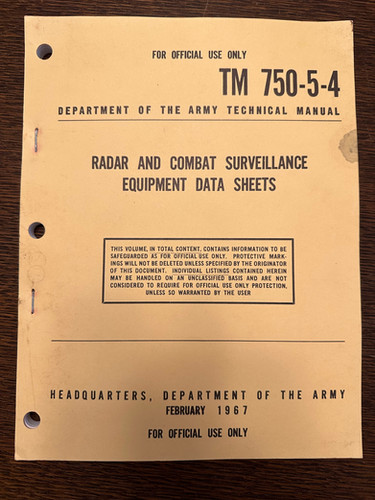 TM 750-5-4 Military Technical Manual | Roadside Relics LLC