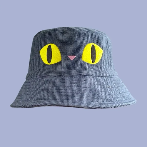 Handwoven Big Eyes Bucket Hat (Navy) | Baan Maew Maew