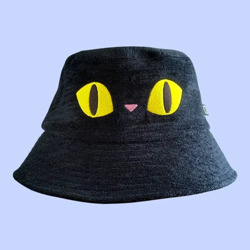 Handwoven Big Eyes Bucket Hat (Black Velvet) | Baan Maew Maew