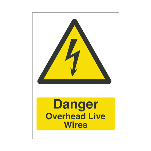 Danger Overhead Live Wires Electrical Hazard Vinyl Sticker | Graphics UK