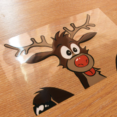 Reindeer Peeping Christmas Removable Window Sticker | Graphics UK