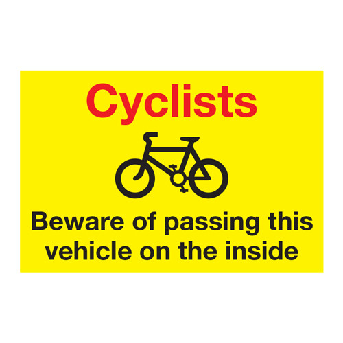 Cyclists Beware of Passing This Vehicle On The Inside Sticker | Graphics UK