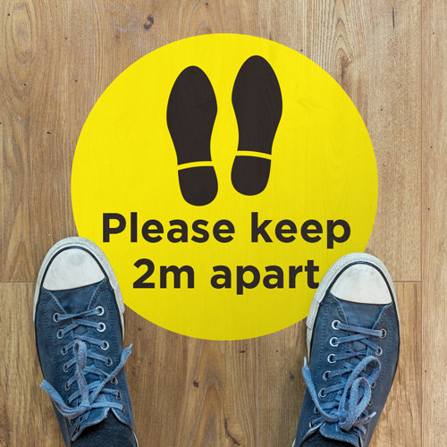 Social Distancing Please Keep 2 Metres Apart Yellow Floor Stickers ...