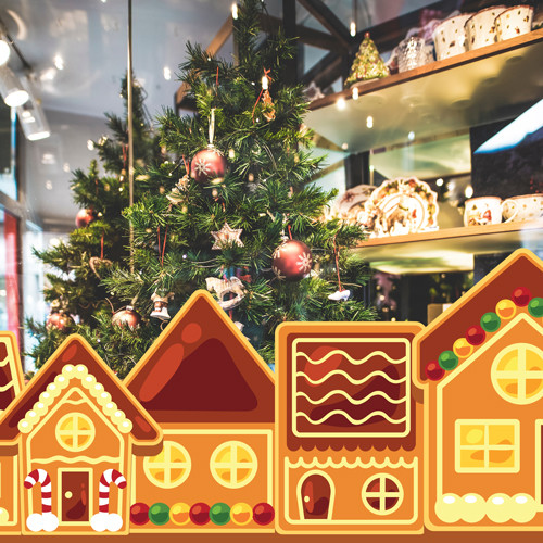Christmas Gingerbread House Village Scene Window Sticker | Graphics UK