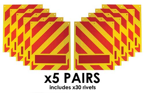 Tail Lift Warning Flags Yellow and Red Chevron Five Pairs | Graphics UK