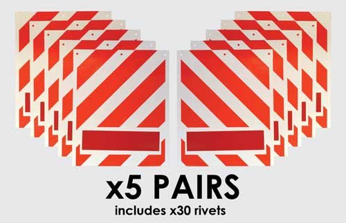 Tail Lift Warning Flags White and Red Chevron Five Pairs | Graphics UK