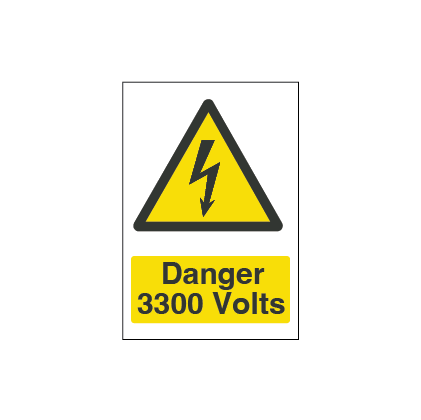 Danger 3300 Volts Electrical Hazard Vinyl Sticker | Graphics UK