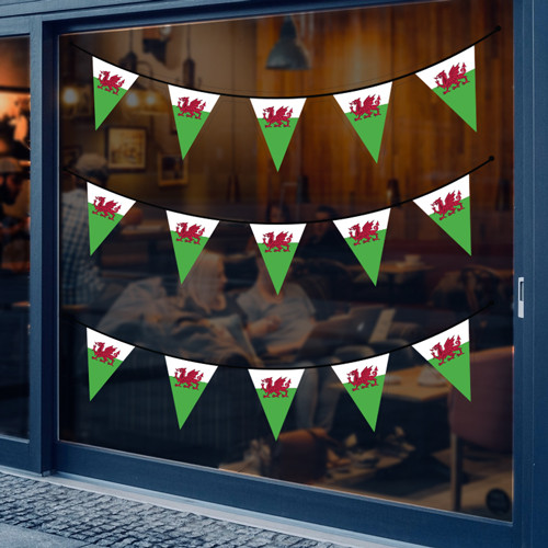 Welsh Flag Window Triangle Bunting Vinyl | Graphics UK