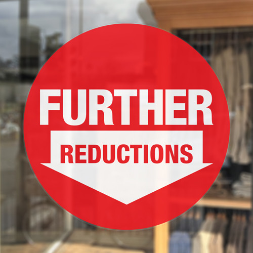 Further Reductions In Red Window Vinyl | Window Sticker