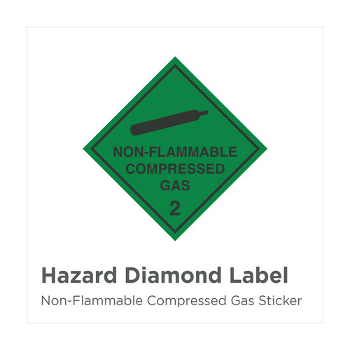 Non-Flammable Compressed Gas Hazard Diamond Vinyl Sticker | Graphics UK