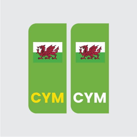Electric Wales CYM Car Number Plate Welsh Flag Sticker - Brexit EU ...