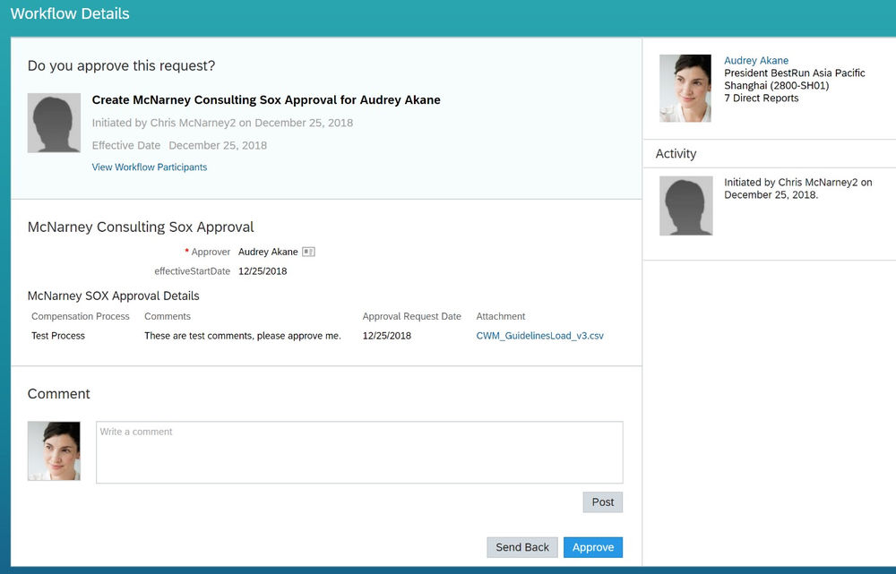 SOX Approval Workflow in SuccessFactors Compensation Custom MDF