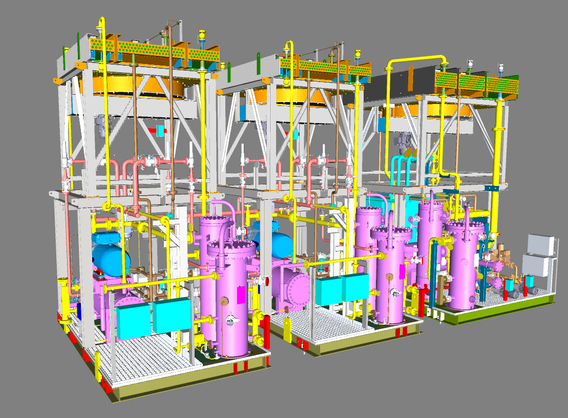 Gas compression skids on offshore platform