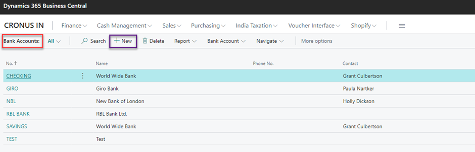 How to create a Bank account in Business Central