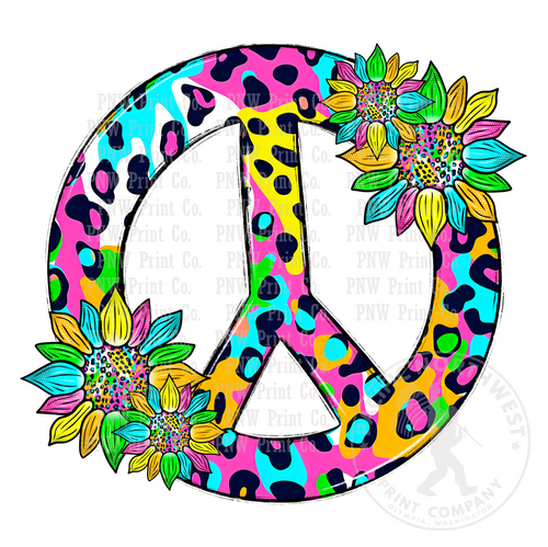 Leopard Print Peace Sign-DTF Transfer | PNW Print Company
