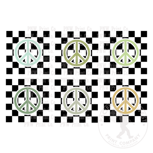Checkered Pattern With Peace Signs-DTF Transfer | PNW Print Company