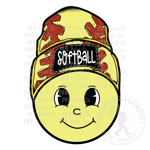 Softball Smiley Face-DTF Transfer | PNW Print Company