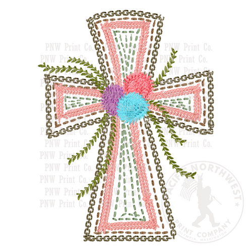 Faux Embroidered Cross-DTF Transfer | PNW Print Company