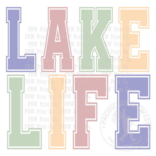 Lake Life Varsity Letters-DTF Transfer | PNW Print Company