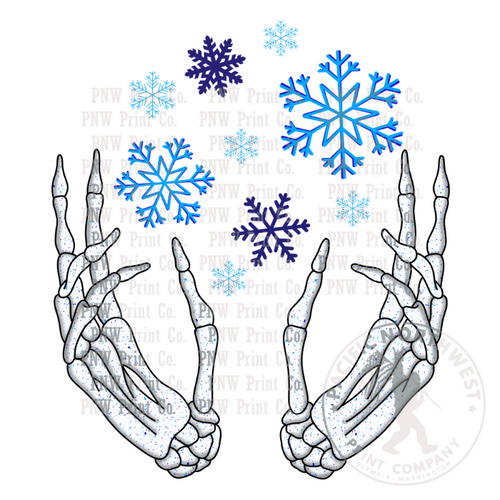 Skeleton Hands Snowflakes - DTF Transfer | PNW Print Company