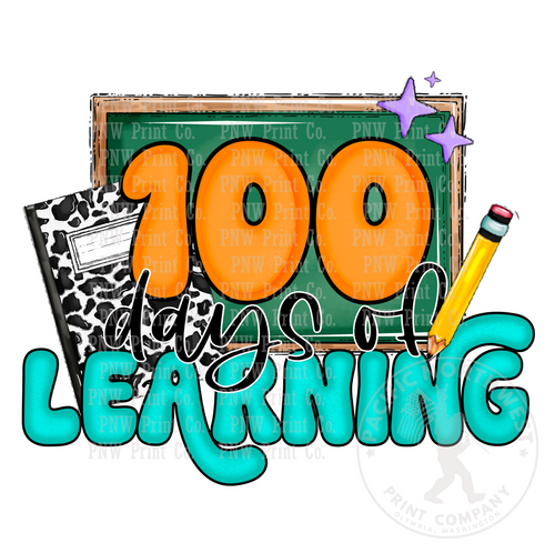 Purple 100 Days Of Learning-DTF Transfer | PNW Print Company