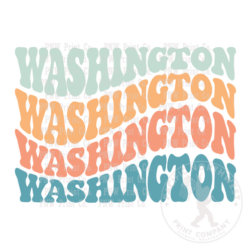 Washington Wavy Word Art - DTF Transfer | PNW Print Company